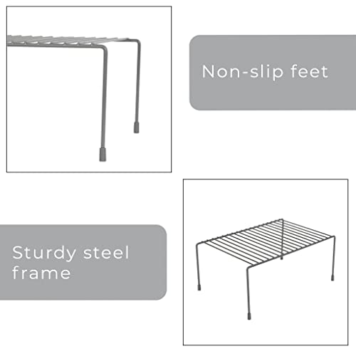 Smart Design Classic Storage Shelf – Medium (8.5 x 13.25 in.), Charcoal Gray – Steel Pantry Organizer with Rust-Resistant Finish and Non-Slip Feet for Easy Home Organization and Storage