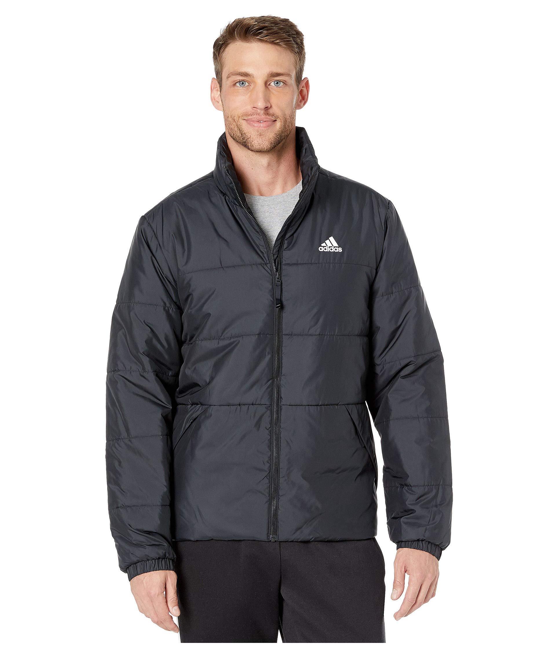adidas Men's BSC 3-Stripes Insulated Outdoor Jacket, Black/Black, XX-Large