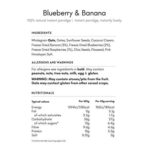 THE GREAT BRITISH PORRIDGE CO Blueberry Banana Porridge, 385 GR
