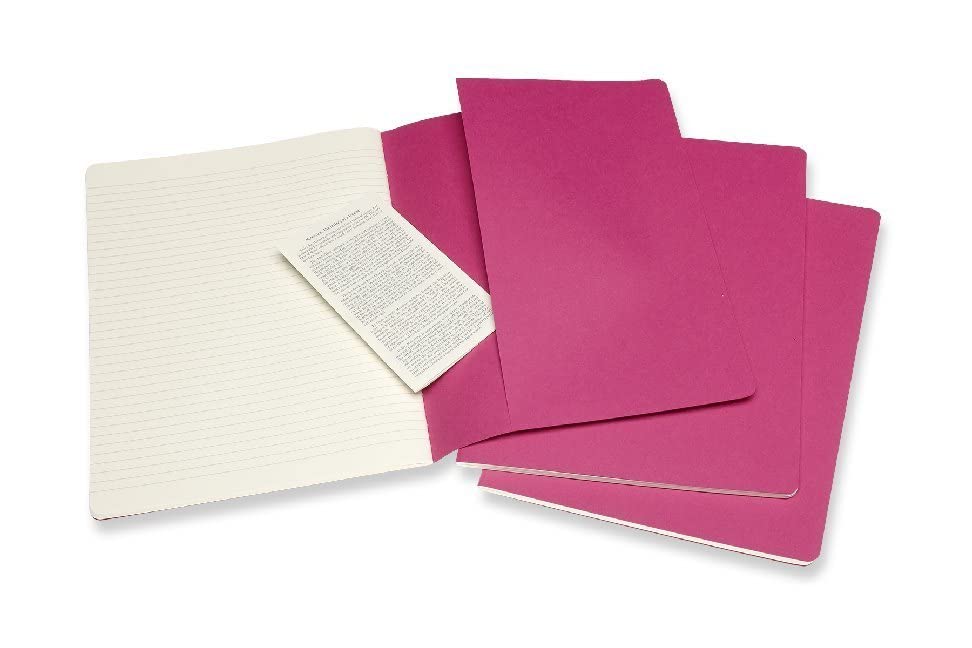 Moleskine Cahier Journal, Soft Cover, XL (7.5" x 9.5") Ruled/Lined, Kinetic Pink, 120 Pages (Set of 3)