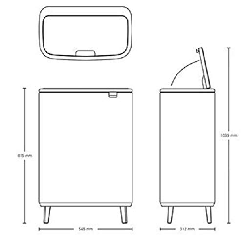 Brabantia Bo Touch Bin Hi - 2 x 30 Litre Inner Buckets (Matt Black) Waste/Recycling Kitchen Bin
