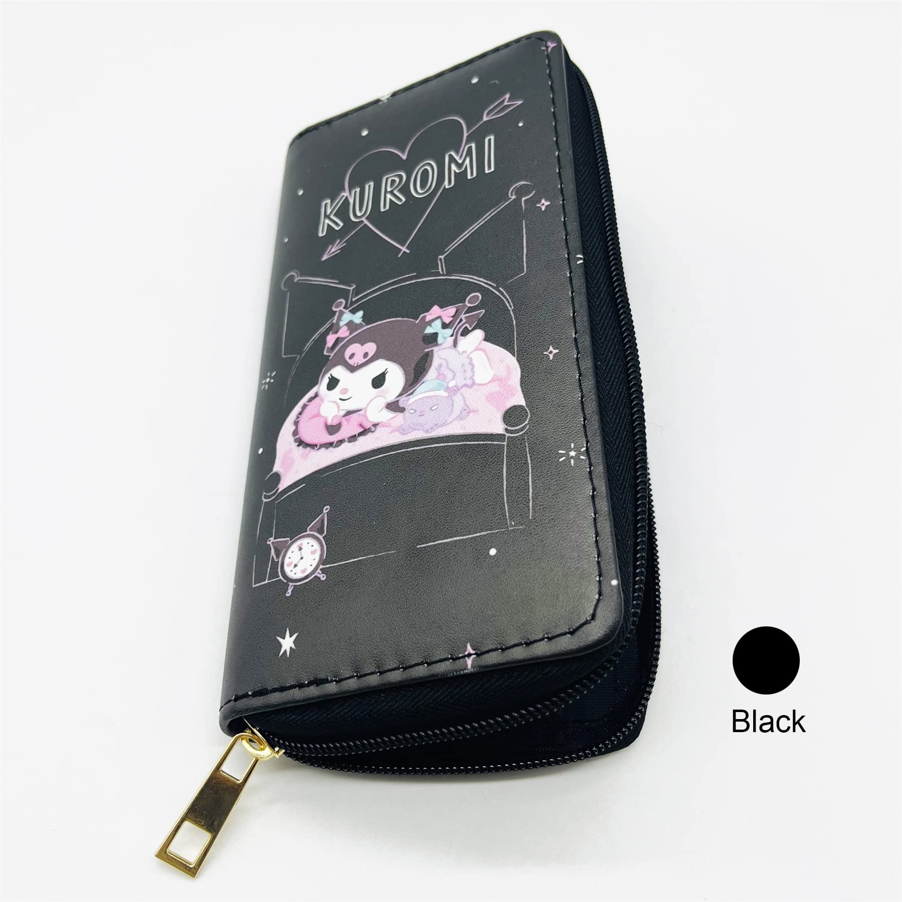Anime Wallet Cute Purse Leather Cartoon Wallet for Girls Women (ku blackqb)¡