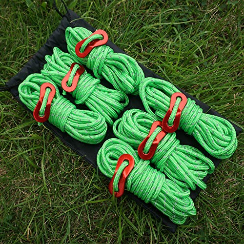 ACENILEN 6 Pack Reflective Guyline and 10 Pack Tent Stakes, Camping & Hiking Tent Accessories