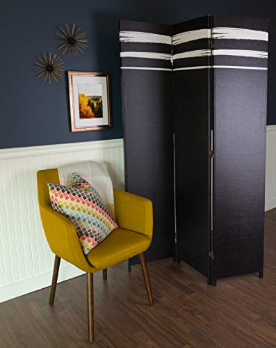 Kiera Grace Stockholm Dahl Decorative 3-Panel Room Divider for Home & Office, 47" W x 71" H x 1" L, Black