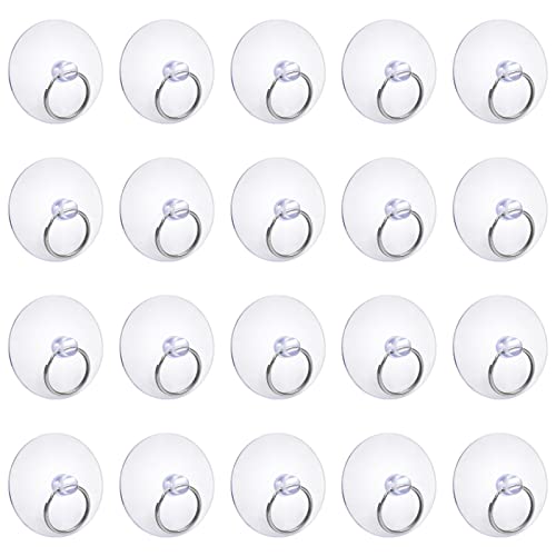 Auvotuis 20Pcs 50mm Suction Cup with Ring, 1.96 Inch Clear Ring Suction Cup Sucker for Window Wall Hook Hanger