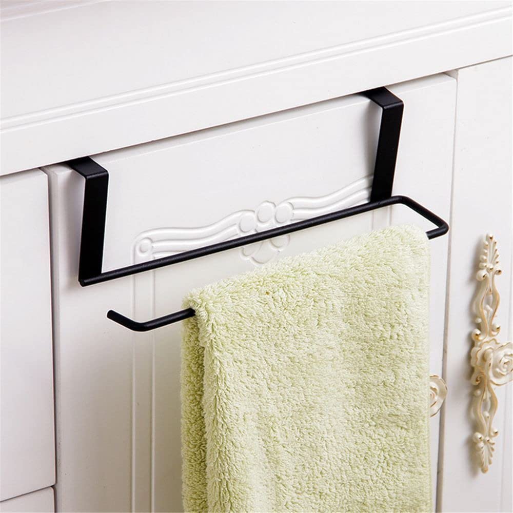Andy's Orchids Under Cabinet Paper Roll Rack, Over Door Towel Holder, Metal Tissue Hanger Organizer Rack Shelf for Toilet Kitchen Accessories (Black)