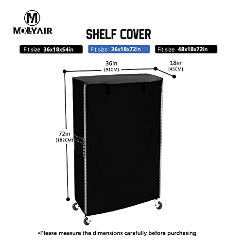 MOLLYAIR Shelf Cover - Oxford Cloth Fabric with Waterproof and Water-Resistant Coating,36x18x72 inch