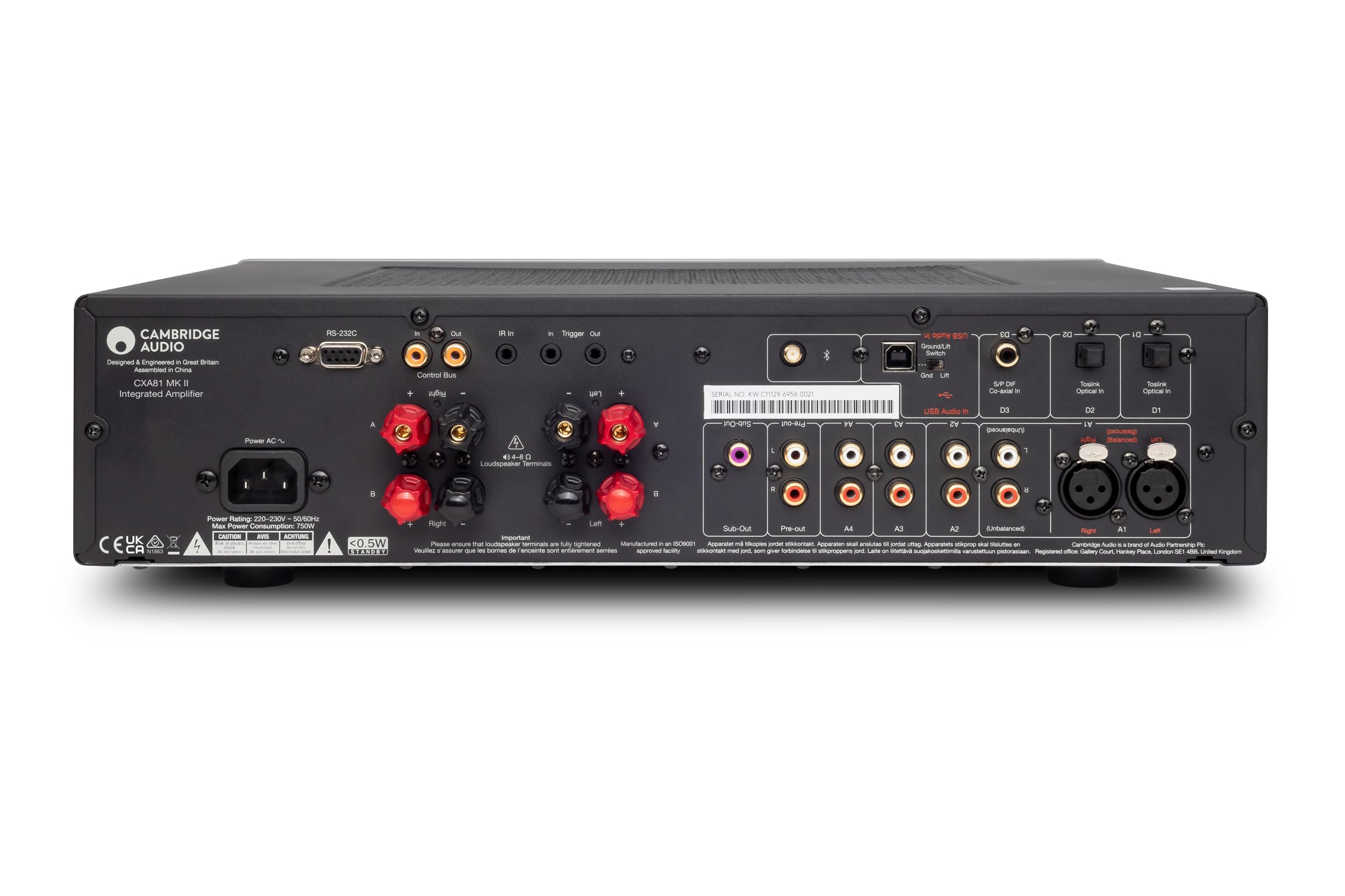 Cambridge Audio CXA81 Stereo Two-Channel Amplifier with Bluetooth and Built-in DAC - 80 Watts Per Channel (Lunar Grey)
