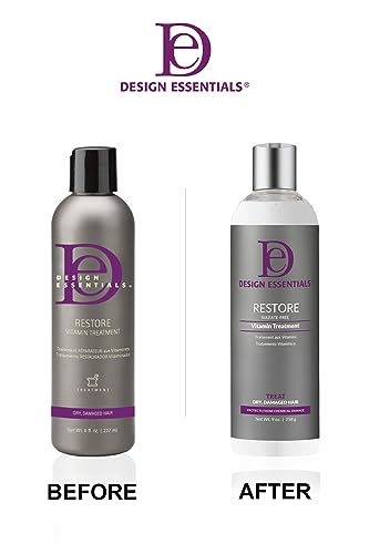 Design Essentials Restore Vitamin Treatment for Natural Dry Damaged Hair, White, 8 Fl Oz