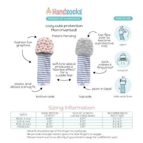 Handsocks Plushy Stay On Strap-Free No-Scratch & Warmth Mittens (Toddler Size. Bicep Should be 5.5"-9.0"), Felix (Grey/Foxes) - One Pair…