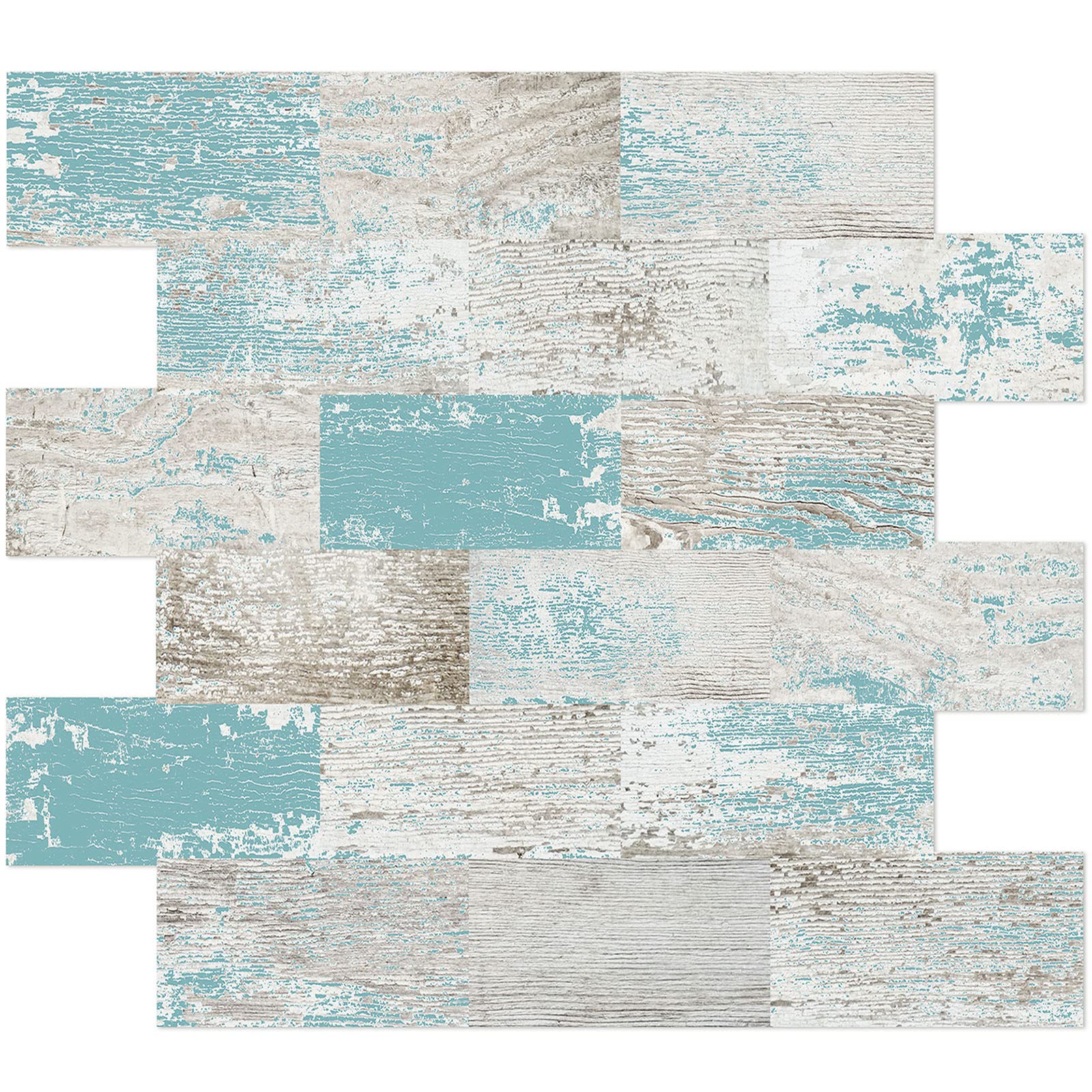 DEWOO 10-Sheet Peel and Stick Tiles Backsplash Stick on Tiles for Kitchen Wall (13.5" x 11.4",Retro Blue