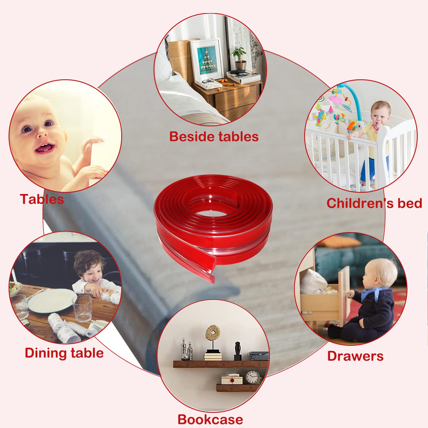 Baby proofing Edge Protector Strip,Clear Soft Silicone Corner Protectors with Upgraded Pre-Taped Strong Adhesive,6.6 FT Edge Guard for Furniture Against Sharp Corner for Cabinets,Tables,Drawers.