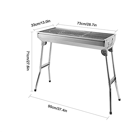 Charcoal Grill, Barbecue Grill Stainless Steel BBQ Smoker Barbecue Folding Portable for Outdoor Cooking Camping Hiking Picnics Backpacking Large