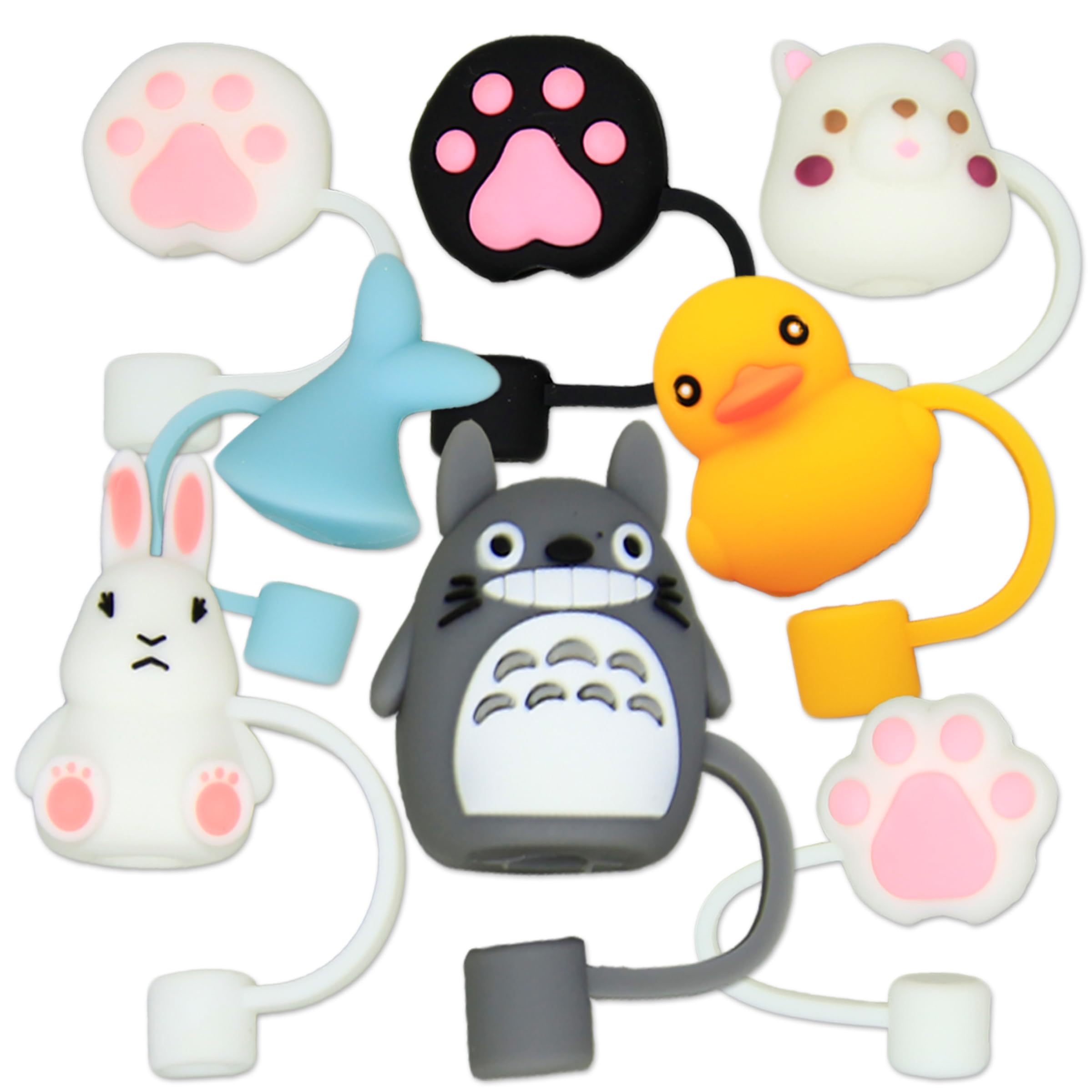 8 Pack Straw Covers, Silicone Animal Themed Straw Toppers For 8mm Straws, Cute Dust-Proof Reusable Straw Tips Lids