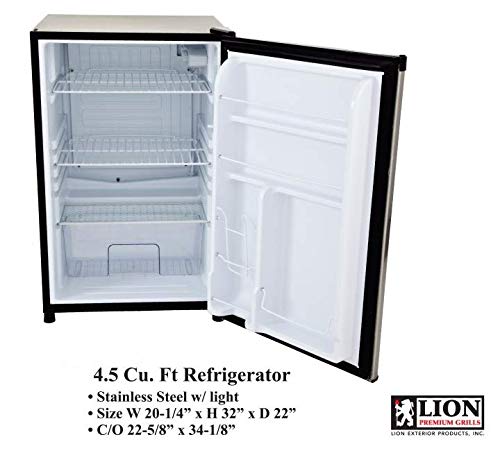 AMS Fireplace Lion | 32" Grill Package with 33" Double Access Doors & Refrigerator | Propane