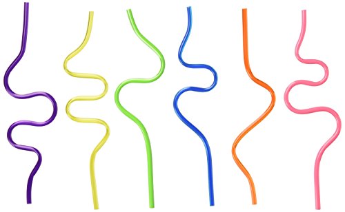 Amscan Assorted Colors Plastic Silly Straws (Pack of 36) - Perfect Party Favor Accessory, Unique Fun Drinking Experience