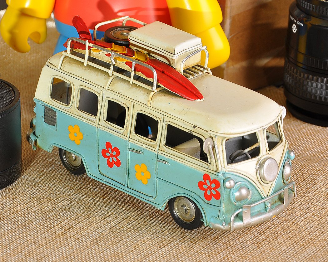 Camper Van Model 6.3 Inches Retro Classic Camper Van T1 Style Metal Beach Bus Vehicle Home Decor - Ideal Birthday Surprise for Boyfriend - Blue