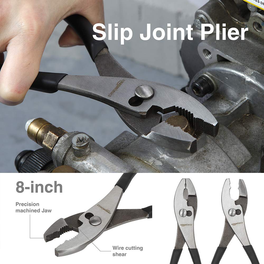 Amazon Basics Plier Tools, Set of 4, Black,silver
