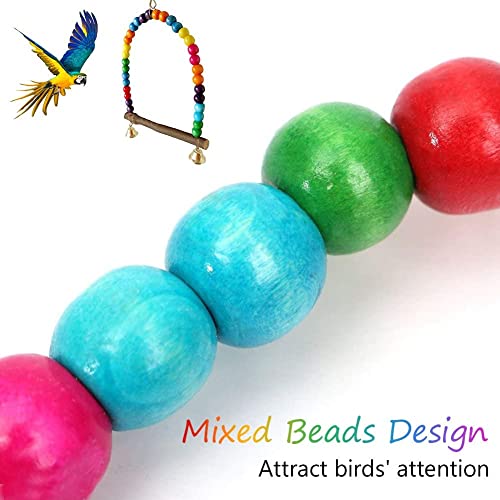 Bird Swing, Parakeet, Budgie and Hummingbird Swing Perch, Wooden Dowel Makes for Resting Spot, 1-Piece,Multi Color 5.5 x 5.6 Inch