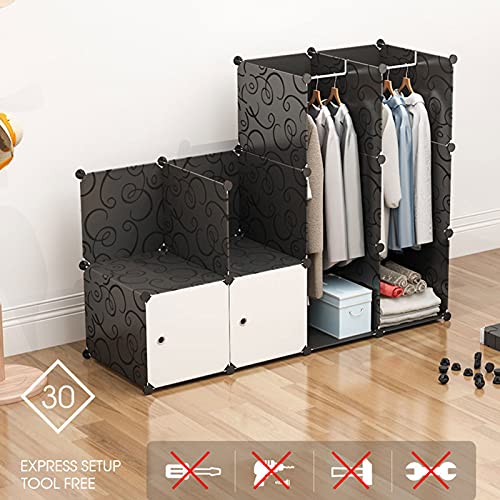 DWLOMHE Modular Cabinet 12-Cubes Modular Plastic Storage Organizer, Storage Shelf for Bedroom, Lounge, Desk