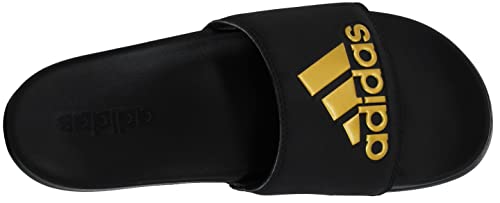 adidas Women's Adilette Comfort Slides, Core Black/Gold Metallic/Core Black, 6