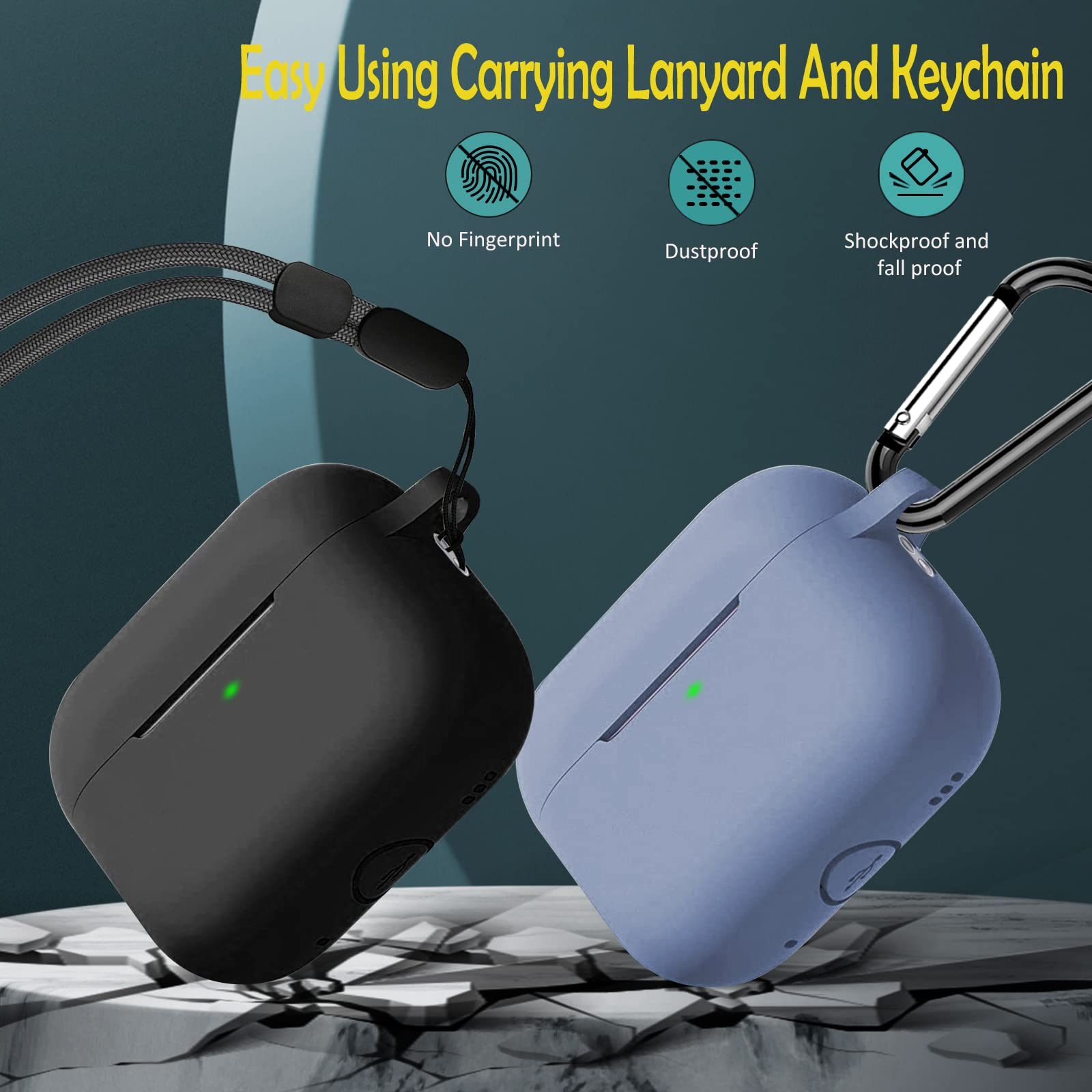 Airpods Pro 2nd/1st Generation Case 2022/2019, Coffea Soft Silicone Protective Case Cover for New Apple Airpods Pro 2 Case & AirPods Pro Case (2 Pack) [Front LED Visible]