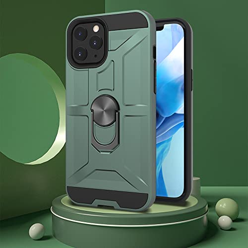 Compatible with iPhone X/XS Case with Ring Stand Tough Rugged Lightweight Slim Shockproof Anti-Fall TPU + PC Protective Phone Cover for iPhone X/XS Protective Case Support Magnetic Car Mount(Green)