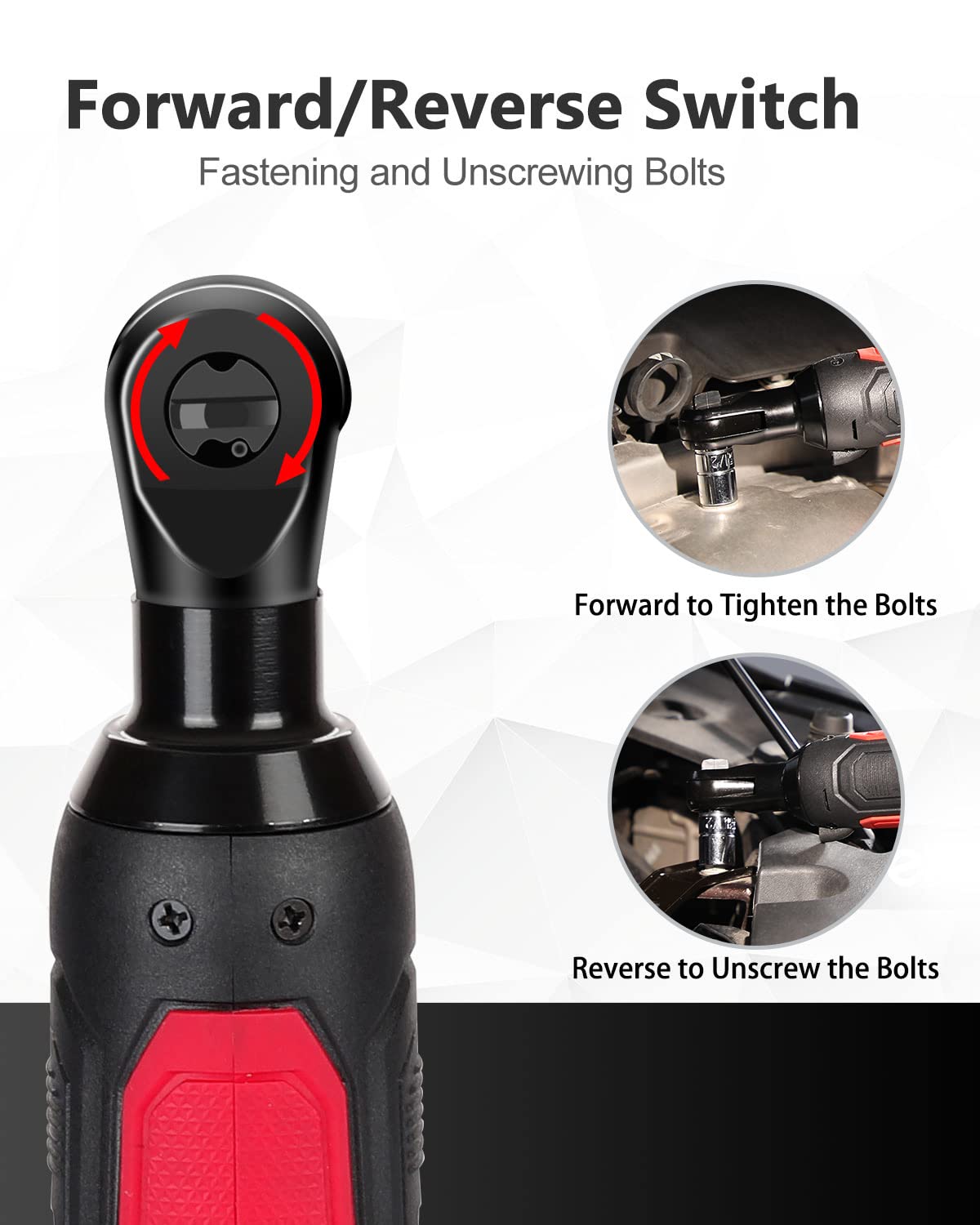 AVID POWER Cordless Electric Ratchet Wrench, 3/8" 50N.m (37 Ft-lbs) 12V Power Ratchet Wrench Kit w/Two 2.0Ah Batteries, 1-Hour Fast Charger, Variable Speed and 10 Sockets