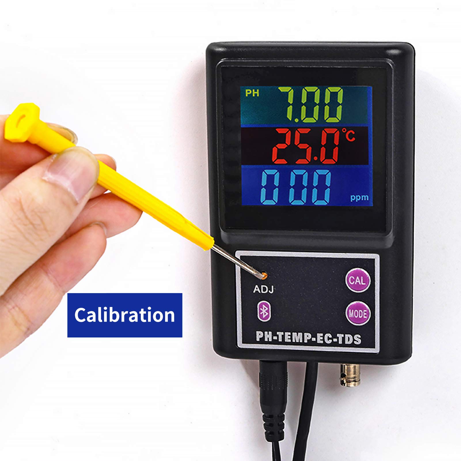 AMTAST Water Quality Tester 4 in 1 PH, EC, TDS(PPM), Temp Multi-Parameter Water Quality Monitoring with Bluetooth for Pools Ponds Aquariums Water Tank, 110V 60Hz with US Plug