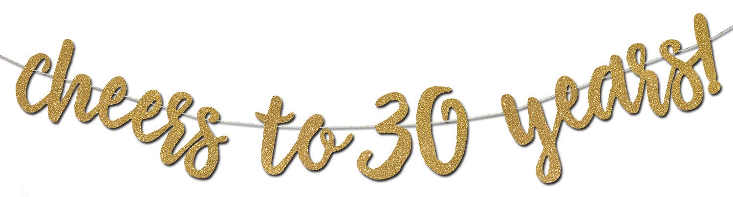 Cheers to 30 Years Banner - Premium Gold Glitter Cardstock Paper - Larger Text for Better Visibility - Perfect Decoration for 30th Birthday Party Celebration