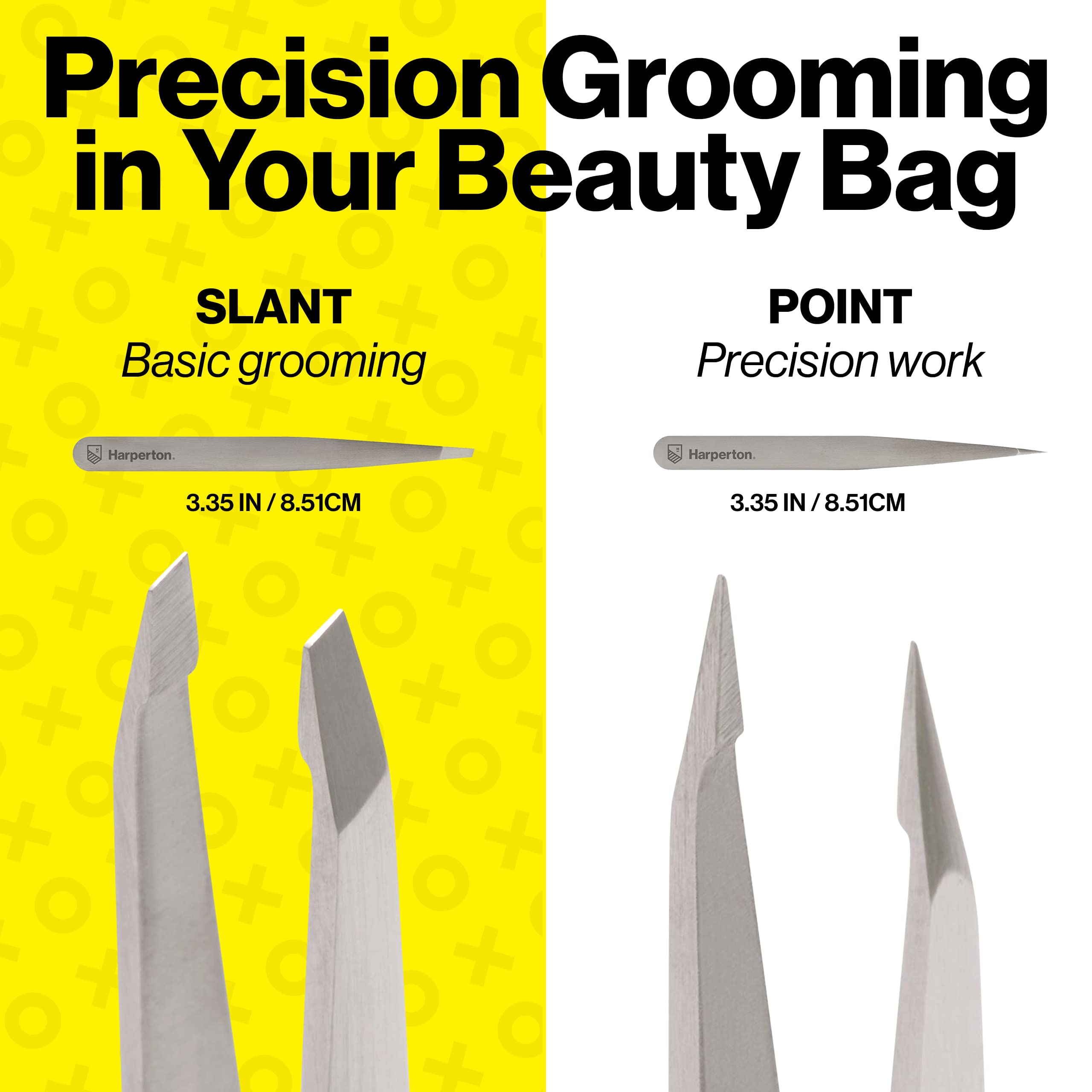 Harperton Pluckit - Professional Tweezers Set - Slant + Pointed Precision Tips