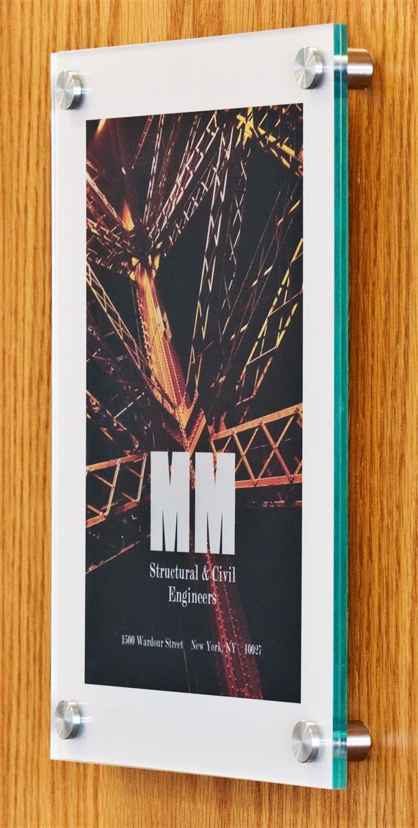 8-1/2 x 11-Inch Complete Sign System, Green Edge Acrylic Plates, Stainless Steel Standoff Screws