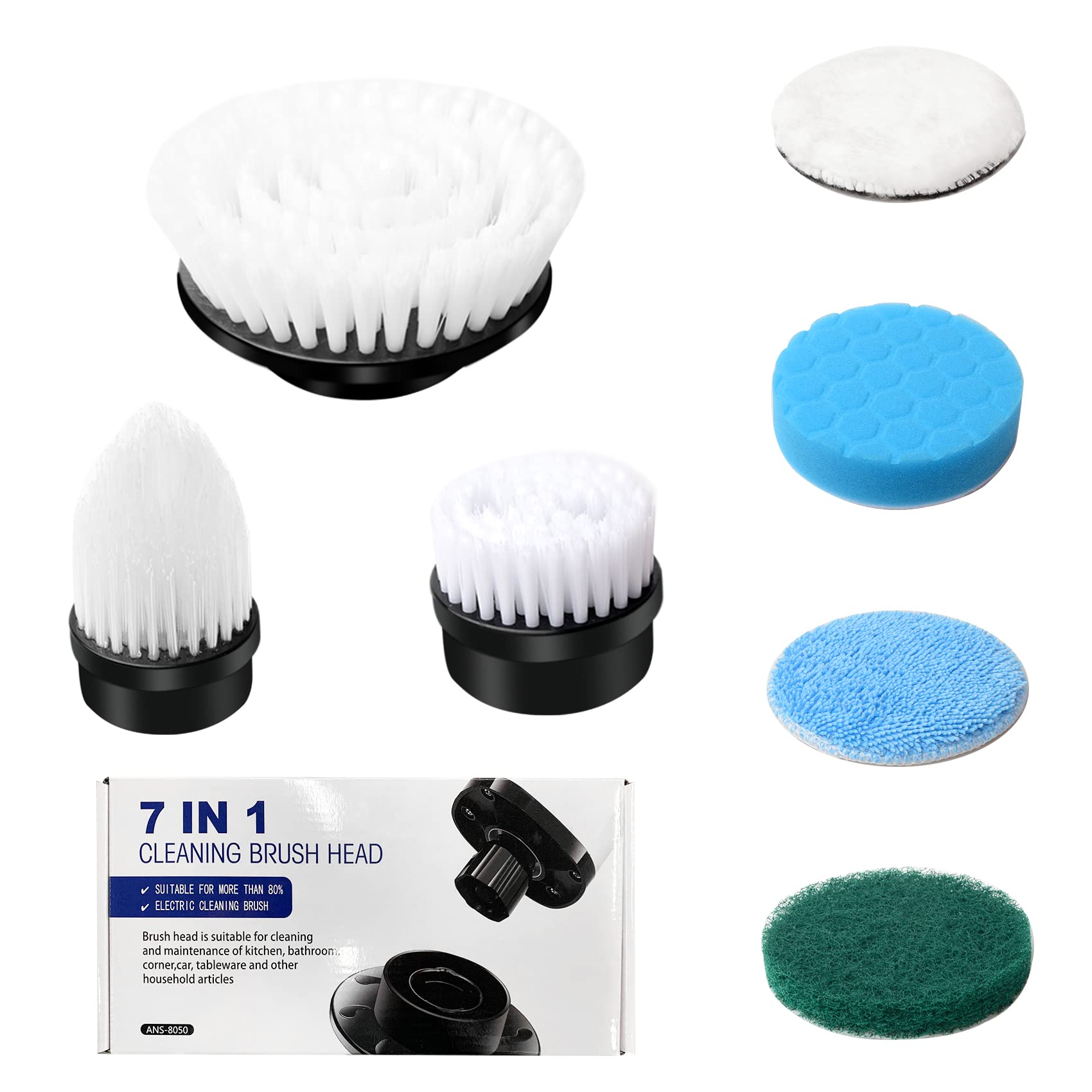 7 PCS Replacement Brush Heads for Electric Spin Scrubber,Yisigal Multipurpose Cleaning Brush Heads.