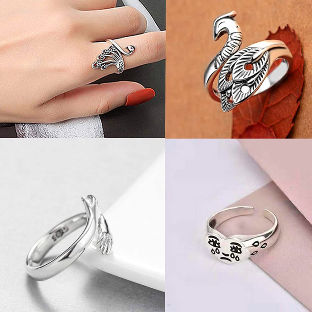 8-15 Pcs Vintage Open Punk Rings Set Adjustable Gothic Rings Cool Stackable Animal Rings Bulk Chunky Knuckle Finger Rings Snake Frog Rings for Women Men