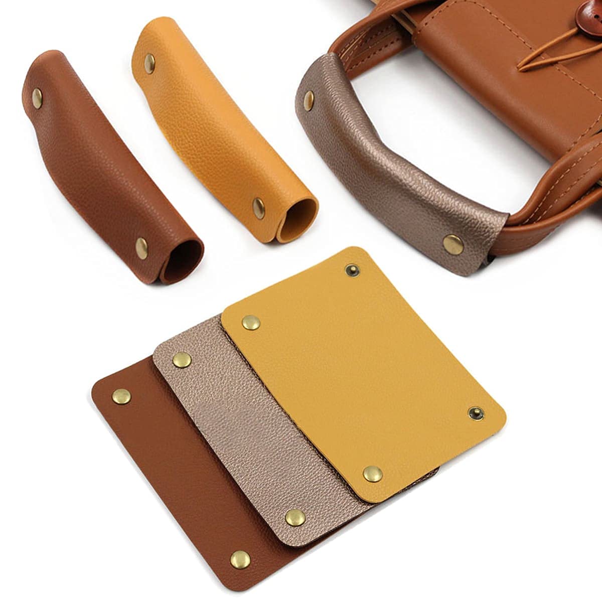 Aebor 6Pcs Handbag Handle Leather Wrap Covers, Leather Handbag Handle Cover Leather Handle Purse Tote Bag Handle Protector Saddle