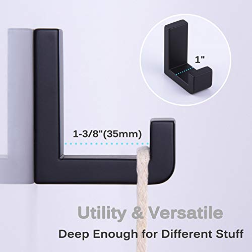 Angle Simple Bath Robe Hook 2 PCS, SUS304 Stainless Steel Bathroom Coat Towel Holder, Heavy Duty Wall Hook, Matte Black