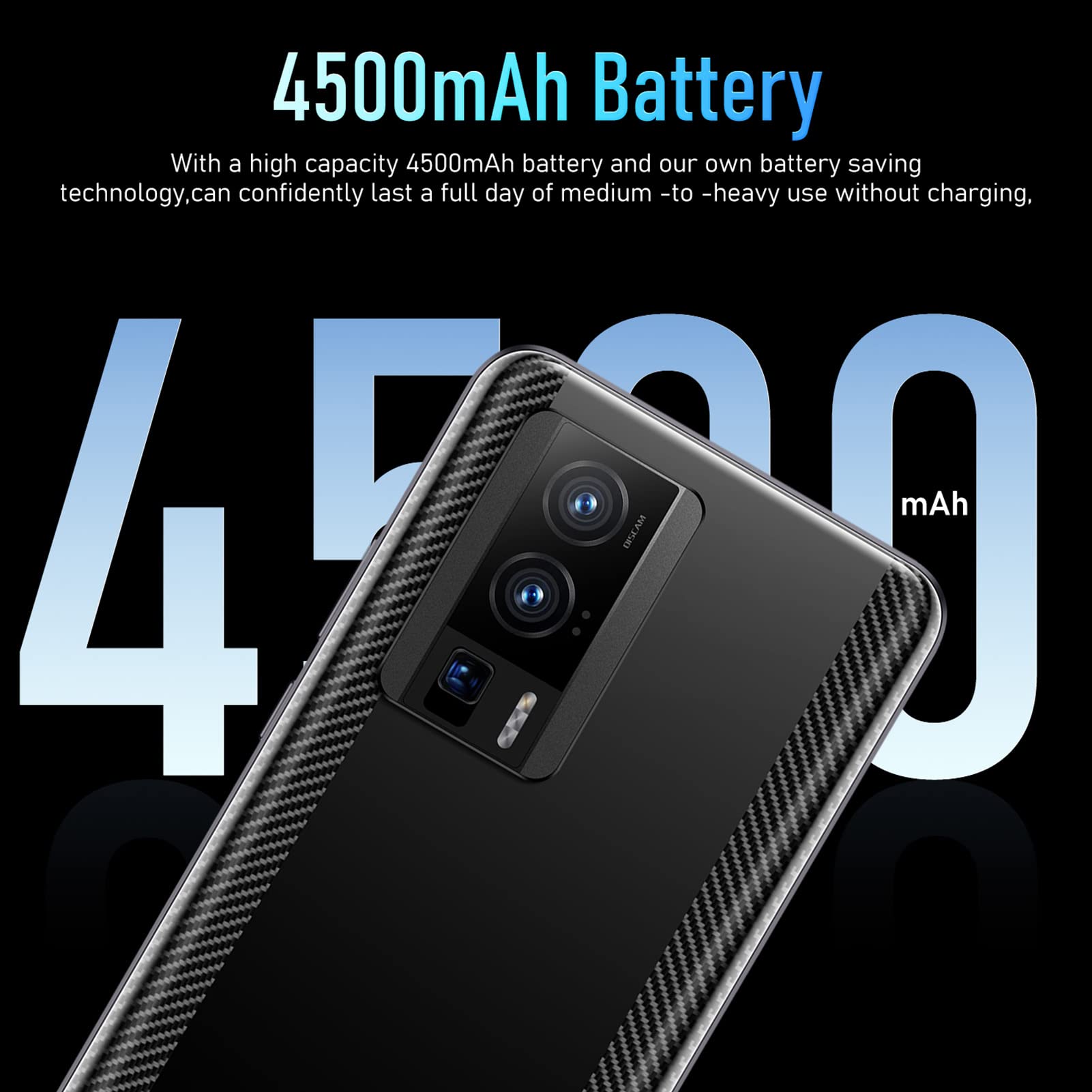 ANGGREK K60 Phone 6.53 Inch 6GB RAM 128GB ROM Face ID FHD Processor Octa Core Smart Phone for Android12 100β240V Black (US Plug)