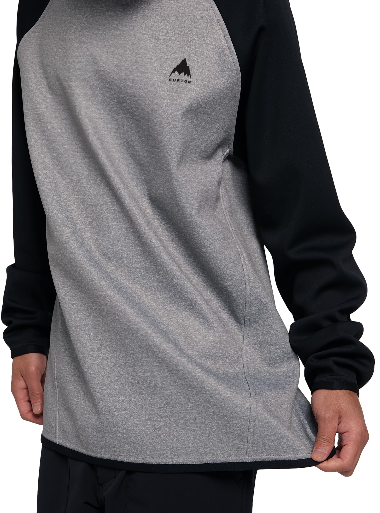 Burton Men's Crown Weatherproof Pullover Crewneck Fleece, Gray Heather/True Black, M