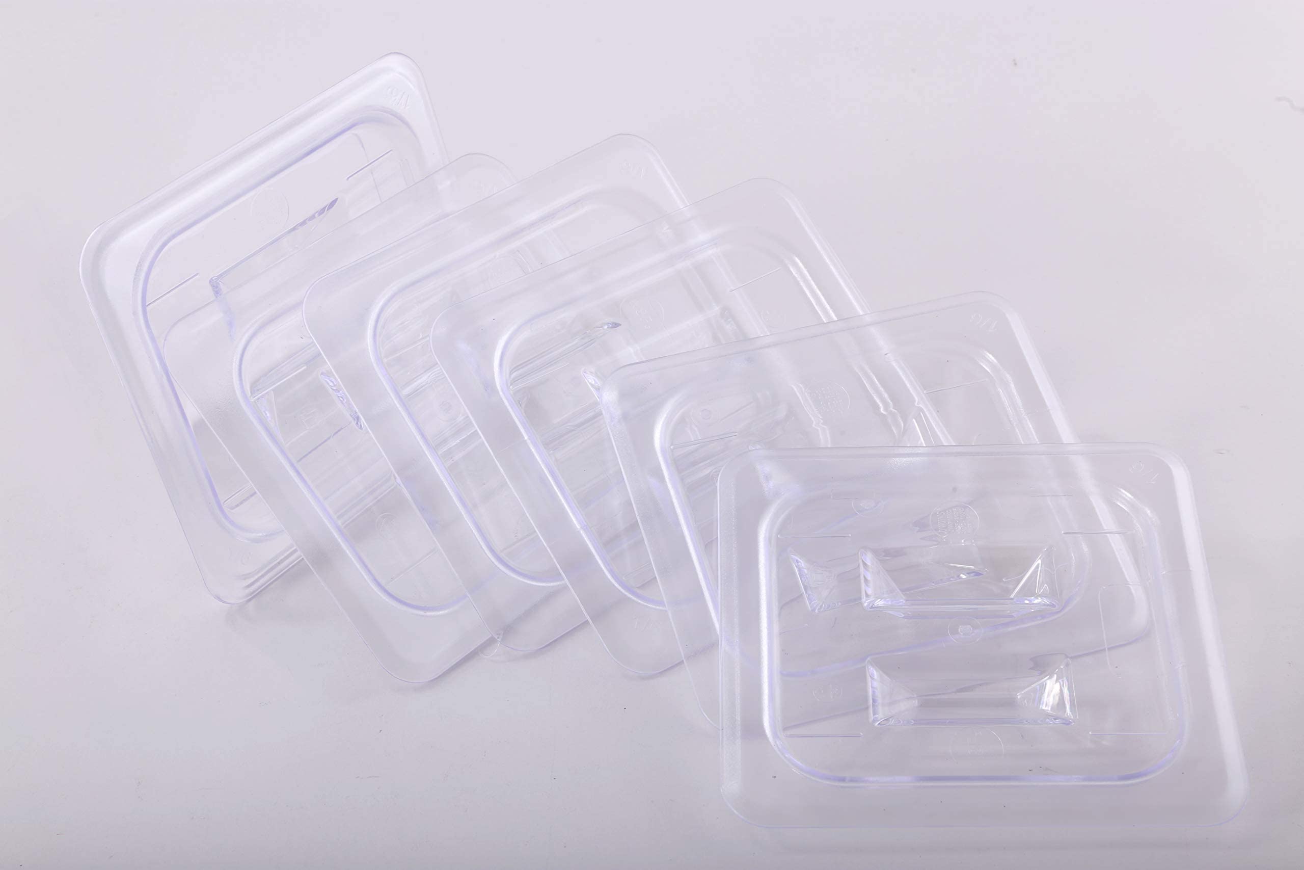 EASYROSE 6-Pcs Food Pan Lid 1/6 Size Clear Polycarbonate Hotel Pan Cover with handle