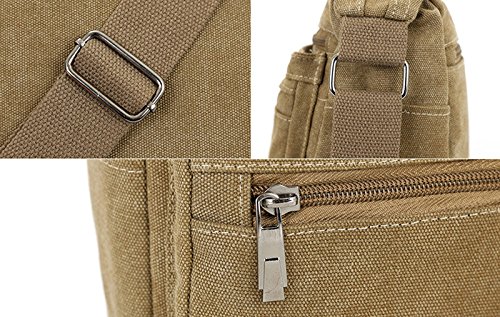 Canvas Shoulder Bag for Women and Men Messenger Handbags Cross Body Multi Zipper Pockets Bag