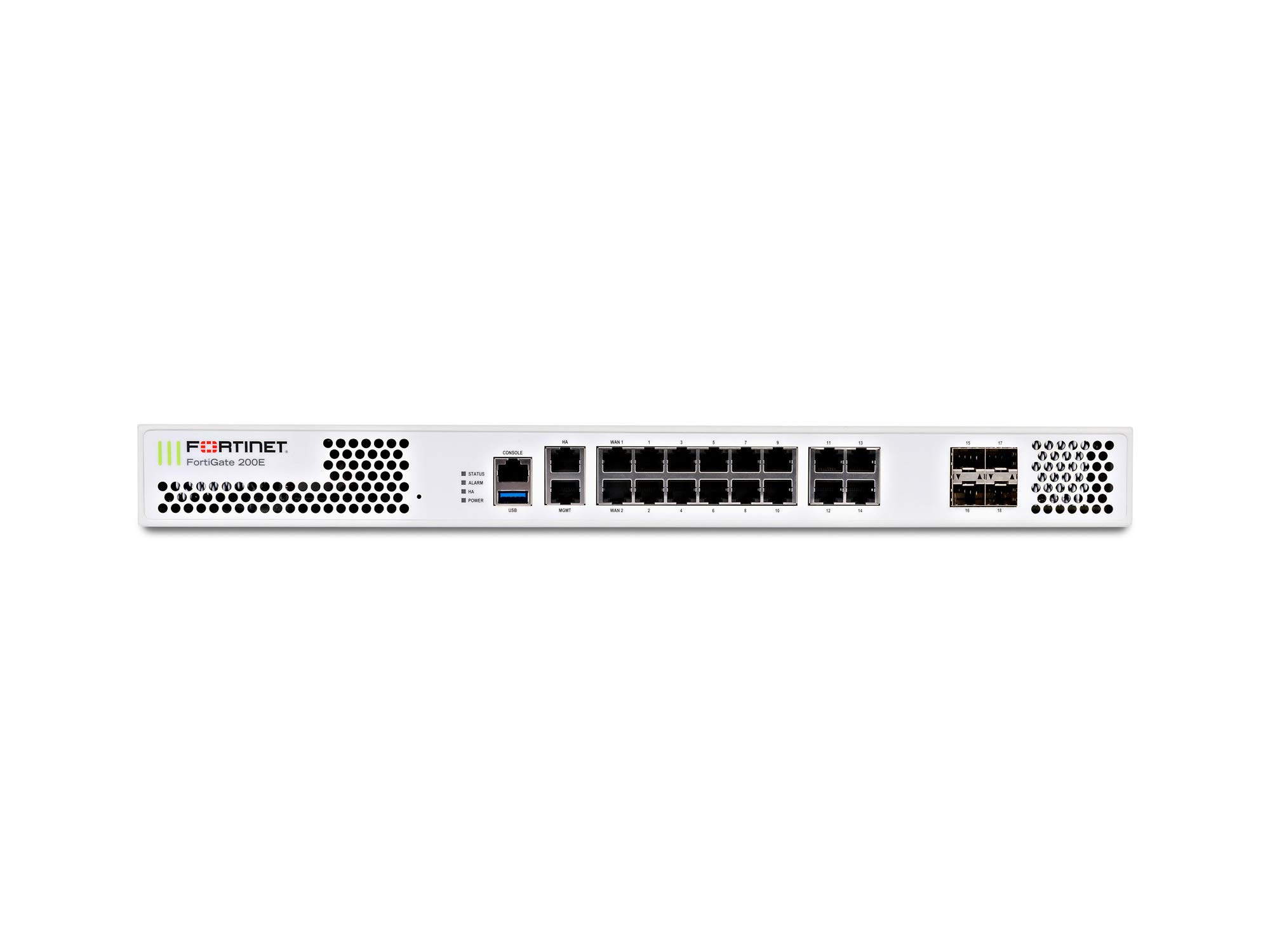 FORTINET FortiGate 200E Network Security/Firewall Appliance - 16 Port - 1000Base-T, 1000Base-X - Gigabit Ethernet - AES (128-bit), AES (256-bit), SHA-256-16 x RJ-45-4 Total Expansion Slots - 1U -