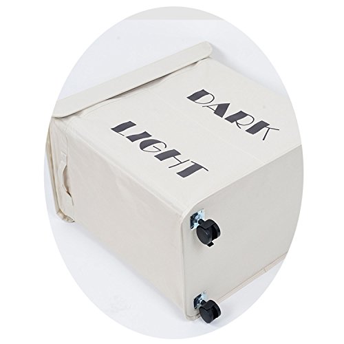 KLgeri 2 Sections Laundry Sorters Hamper with Wheels Collapsible Storage Baskets (L)