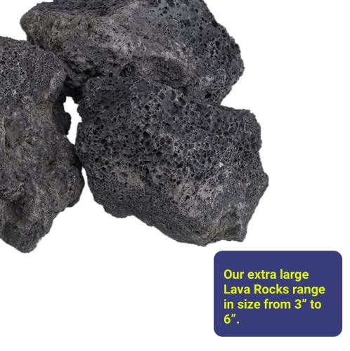 American Fireglass Extra Large Lava Rock, 3" - 6" | Use in Fireplace, Fire Pit or Bowl | Outdoor & Indoor Volcanic Rock for Natural Gas or Propane Fires | Decorative Landscaping | 10 lb Bag
