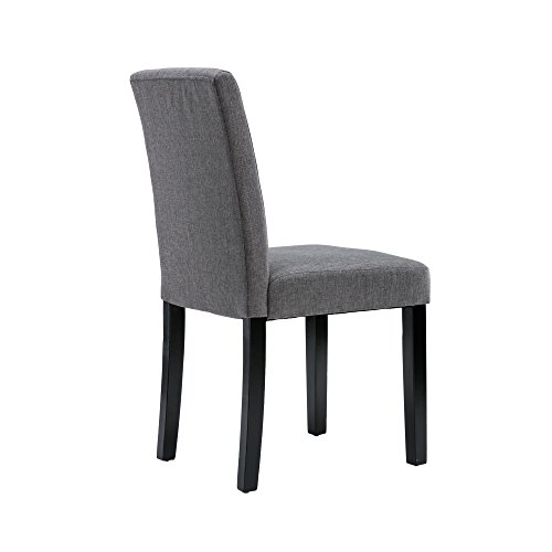 NOBPEINT Urban Style Solid Wood Fabric Padded Parson Chair, Grey, Set of 2
