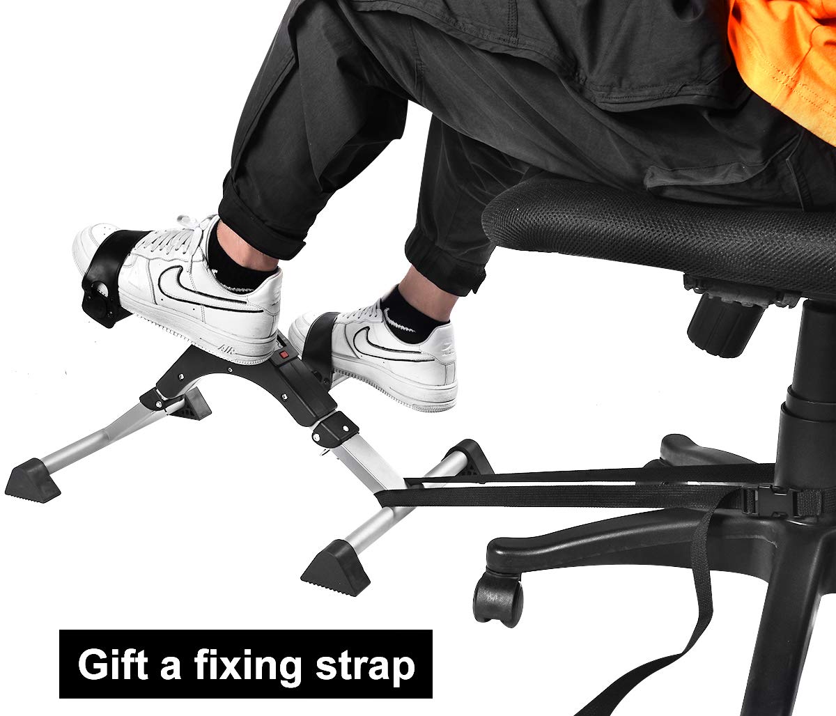 ACTIONCLUB Digital Folding Pedal Exerciser - Fitness Mini Arm Bikes, Under Desk Exerciser with Electronic Display, Leg Physical Therapy Machine (SILVER)