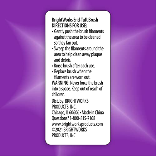BrightWorks End Tuft Brush, Cleans Difficult Areas Such as Around Crowns, Bridges, implants and Wider Gaps Between Teeth (Pack of 3)