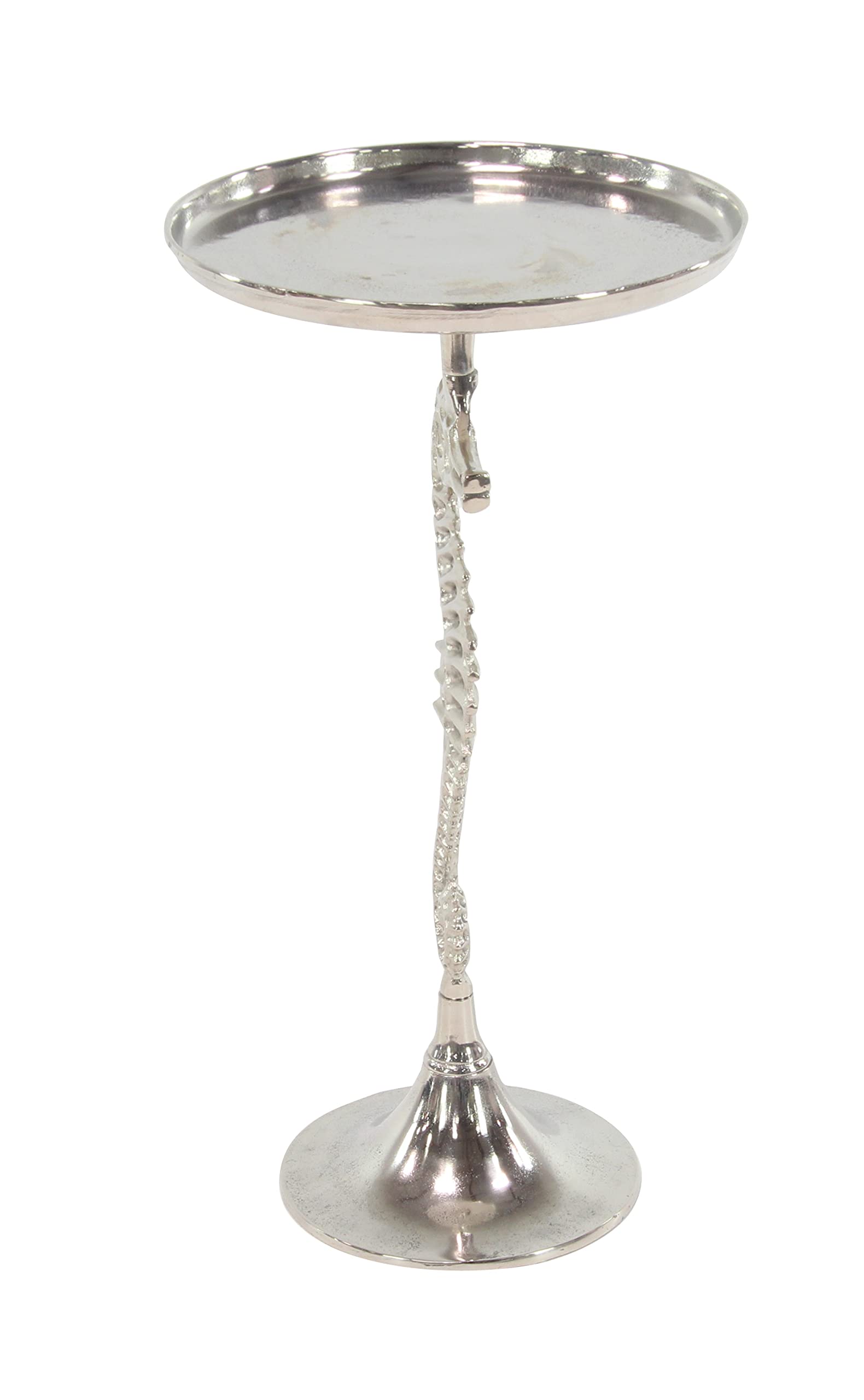 Deco 79 Aluminum Metal Sea Horse Side End Accent Table End Table, Side Table 16" x 16" x 29", Silver