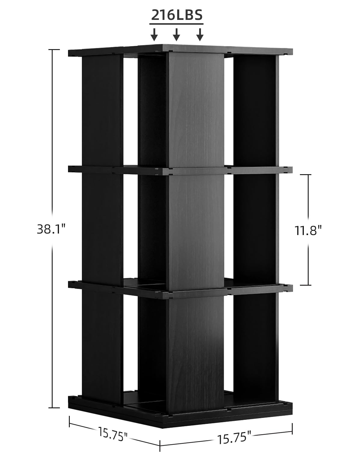 ATRURAL Rotating Bookshelf, 4-Shelf 360° Solid Wood Book Shelf Tower, Stackable Revolving Bookcase Organizer for Living Room, Bedroom, Study(White 4 Tier)