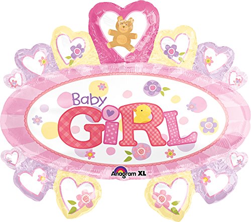Anagram International Baby Girl Marquee Balloon, 31 by 28", Multicolor