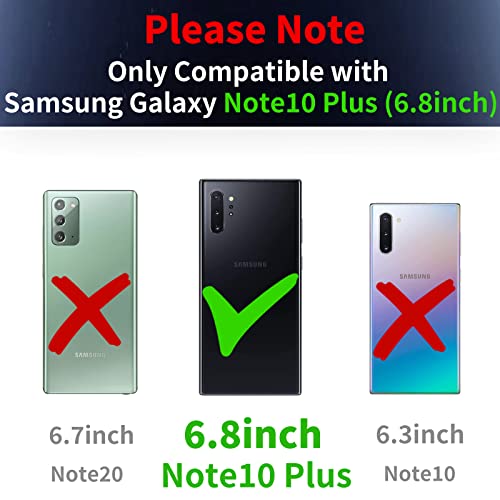Buleens for Samsung Galaxy Note 10 Plus Case with Astronaut Stand, Girls Women Galaxy Note 10 Plus Phone Cases, Girly Cute 6D Spaceman Heart Pattern Cover for Note 10 Plus 6.8 Inch Black